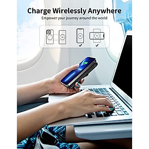 MOMAX Wireless Portable Charger, 10000mAh MFi Power Bank Lightning Input 20W PD QC 3.0 USB C External Battery Pack 2 Input & 3 Output Phone Charger for iPhone, Airpods, Samsung, Android (Dark Grey)
