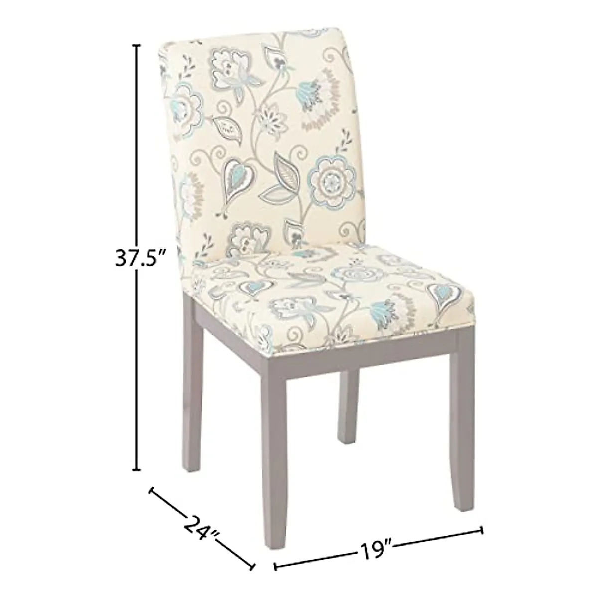 OSP Home Furnishings Dakota Upholstered Parsons Chair with Espresso Finish Wood Legs, Avignon Sky