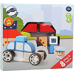 Small Foot Wooden Toys Police Construction Set with Sound - Designed for Kids, Ages 2 & Up