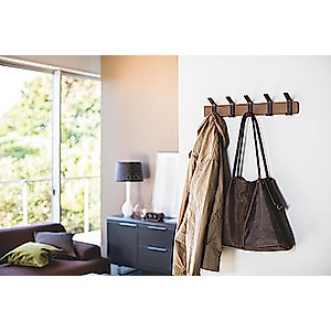 YAMAZAKI Wood home Rin Wall-Mounted Coat Hanger Brown