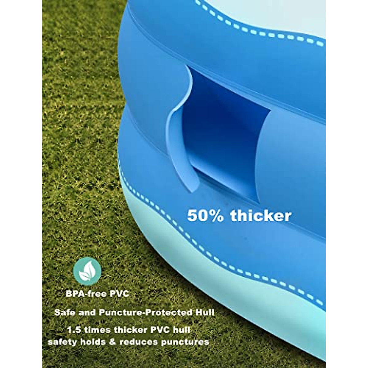 Inflatable Swimming Pool, Rectangle Above Ground Family Blow Up Pool, Swimming Pool for Kiddie Adults, Large Full-Sized Thickened Plastic Pool for Garden Backyard Outdoor