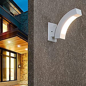 Inowel Wall Light Outdoor LED Wall Mount Lamp White Modern Wall Sconce Exterior Lighting Lantern Fixture for Porch Front Door Garden Yard Patio IP54 Waterproof 7.5W 600Lm 3000K