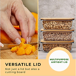 Prosumer's Choice Glass Containers with Bamboo Lids, 36oz - Set of 3 Stackable Food Storage with Wood Lids - Lunch Meal Prep Container Box - Made of Borosilicate Glass - with Silicone Ring