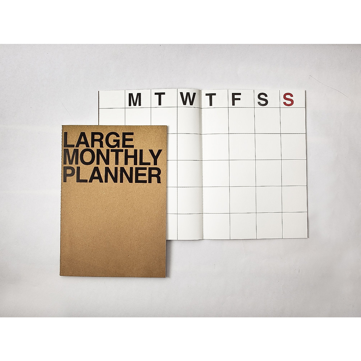 JSTORY Large Monthly Planner Lays Flat Undated Year Round Flexible Cover Goal/Time Organizer Thick Paper Eco Friendly Customizable Stitch Bound A4 16 Months 18 Sheets Kraft 8.46 x 11.61 Inches