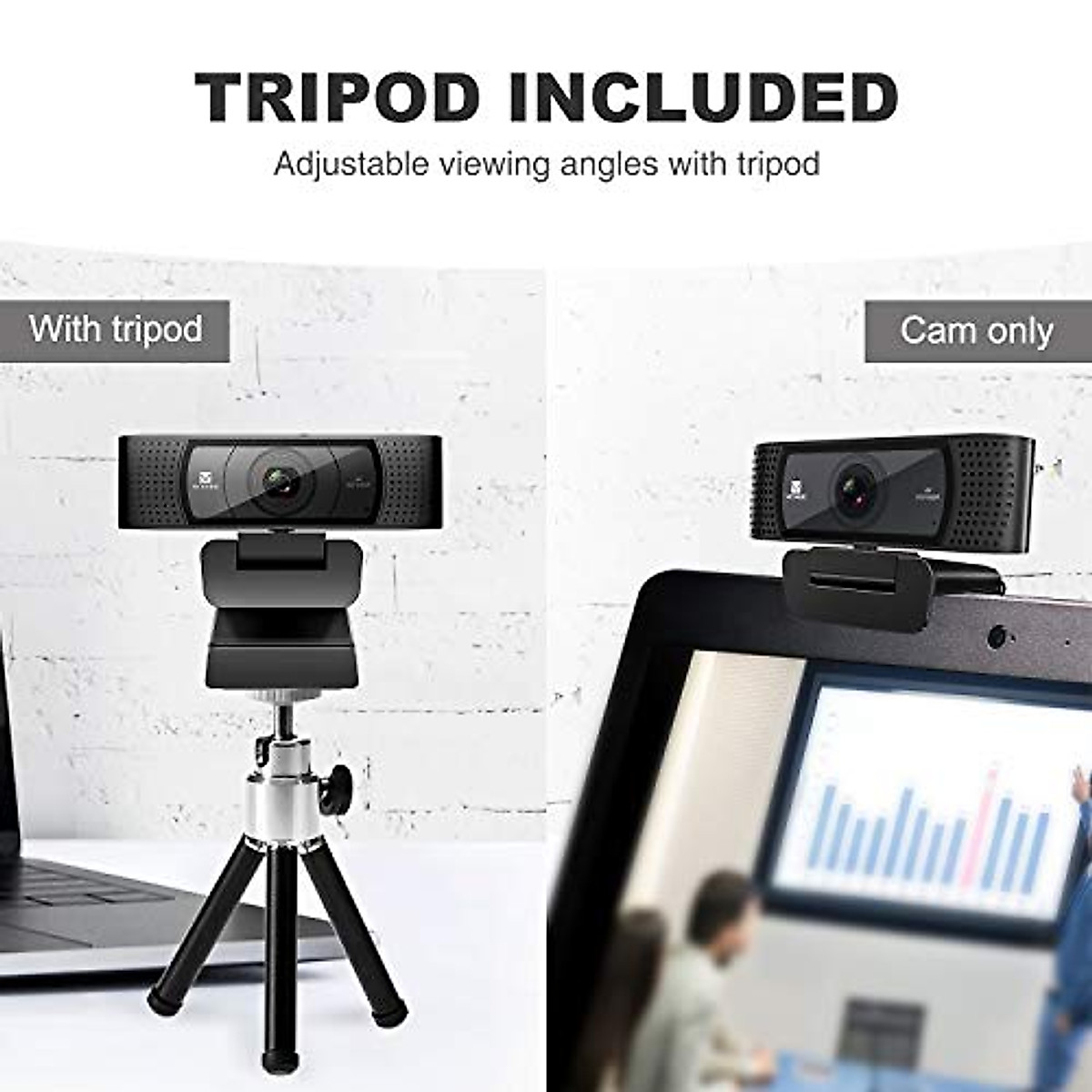 VITADE HD Webcam 1080P with Microphone & Cover Slide, 928A Pro USB Computer Web Camera Video Cam for Streaming Gaming Conferencing Mac Windows PC Laptop Desktop