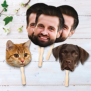 Voila Print Custom Face Fans 12” With Wooden Handle, Wedding Heads, Graduation Head, Bachelorette Groom Face, Birthday Party Head Fans (1)