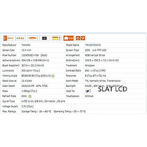 Tianma 15 Inch LCD Panel TM150TDSG70 with Full kit of Driver Board