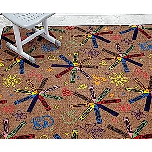 KidCarpet.com FE811-26Y Crayon Scribbles Children's Nylon Area Rug, 6' x 6', Multicolored
