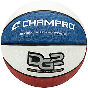 Champro Dura-Grip 230 Rubber Basketball, Women's Size 28.5, Red, White, and Blue