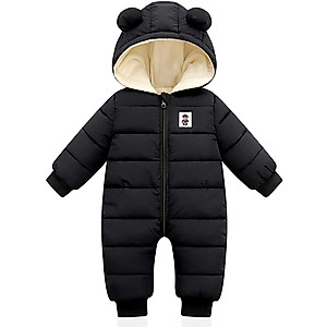 XMWEALTHY Baby Clothes Newborn Boy Girl Snowsuit Winter Coats Infant Jumpsuit Bodysuits Registry for Baby Essentials Stuff Shower Gift Black 12-18 Months