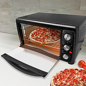 Aiwa 1400W Toaster Oven 6 Slice with Baking Tray, Air Fry Bake Toast Cook and Broil, Temperature Control, 60 Minute Timer Knob, Automatic Shutoff, Crispier Mesh Baking Tray and Crumb Tray Included