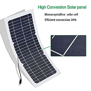 XINPUGUANG 10W 12V Solar Panel Solar Trickle Charger Portable Battery Maintainer with Cigarette Lighter DC Alligator Clip Cable for RV Boat Cabin Tent Car Trucks Trailers