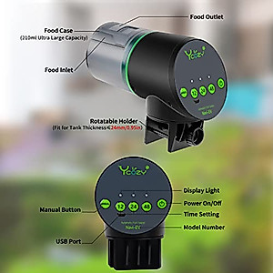 Ycozy Automatic Fish Feeder Rechargeable with USB Cable Moisture-Proof Intelligent Electric Fish/Turtle Feeder for Aquarium & Fish Tank Intelligent Timer Fish Food Dispenser for Vacation | Navi-EV