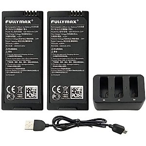 2PCS 3.8V 1100mAh Lithium Battery with 3-in-1 Charger for DJI Tello Remote Control Drone