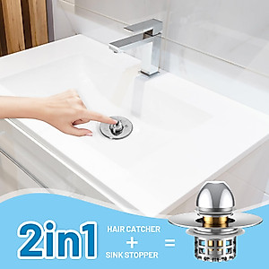 Aluvor Bathtub Stopper/Bathroom Sink Stopper/Drain Hair Catcher/Drain Stopper/Pop Up Sink Drain Strainer/Drain Plug with Anti Clogging Filter for 1.14-1.84inch Drain Holes