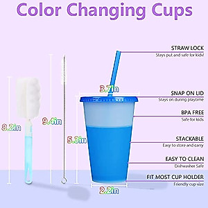 Color Changing Cups with Lids & Straws - 16 oz Cute Reusable Plastic Tumblers Bulk | 9 Pack Party Funny Tumbler Ice Cold Drinking Cup for Kids & Adults