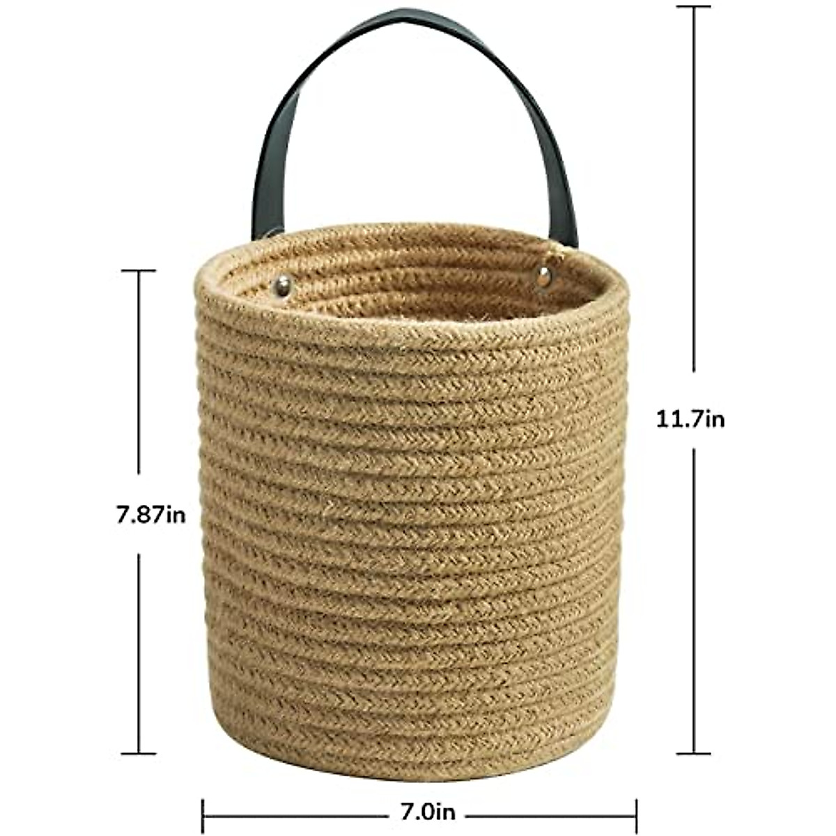 Goodpick 2pack Jute Hanging Basket - Small Woven Fern Hanging Rope Basket Flower Plants Wall Basket Decor Set Boho, 7.87 x 7 x 11.7 inches