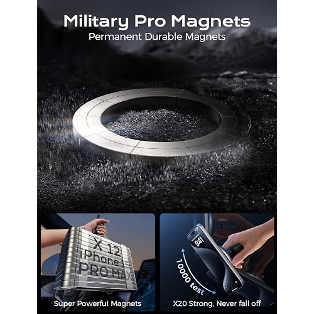 UPTOHIGH Magsafe Car Mount Charger, 15W Fast Charging LED Magnetic Wireless Car Charger, Air Vent Phone Holders for Your Car Magsafe Car Phone Holder for iPhone Samsung Galaxy, Google, Magsafe Case