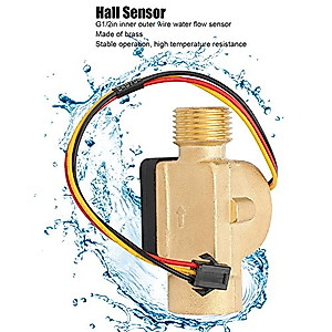 T osuny G1/2in Female Male Brass Water Flow Sensor Switch, 0.3-10L/min Hall Effect Liquid Flowmeter, Waterproof DC3?24V Hall Transducer Pulse Counter