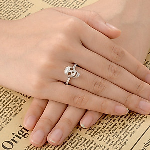 EVER FAITH Women's 925 Sterling Silver Zircon Gothic Skull Statement Party Ring Clear - Size 7