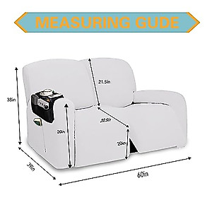 Auctus Loverseat Slipcovers, Waterproof Recliner Slipcovers, Velvet 6-Piece Set, Skin-Friendly Double Sofa Cover, Recliner Cover Waterproof and Washable, Armrest Storage Bag Included(Beige)