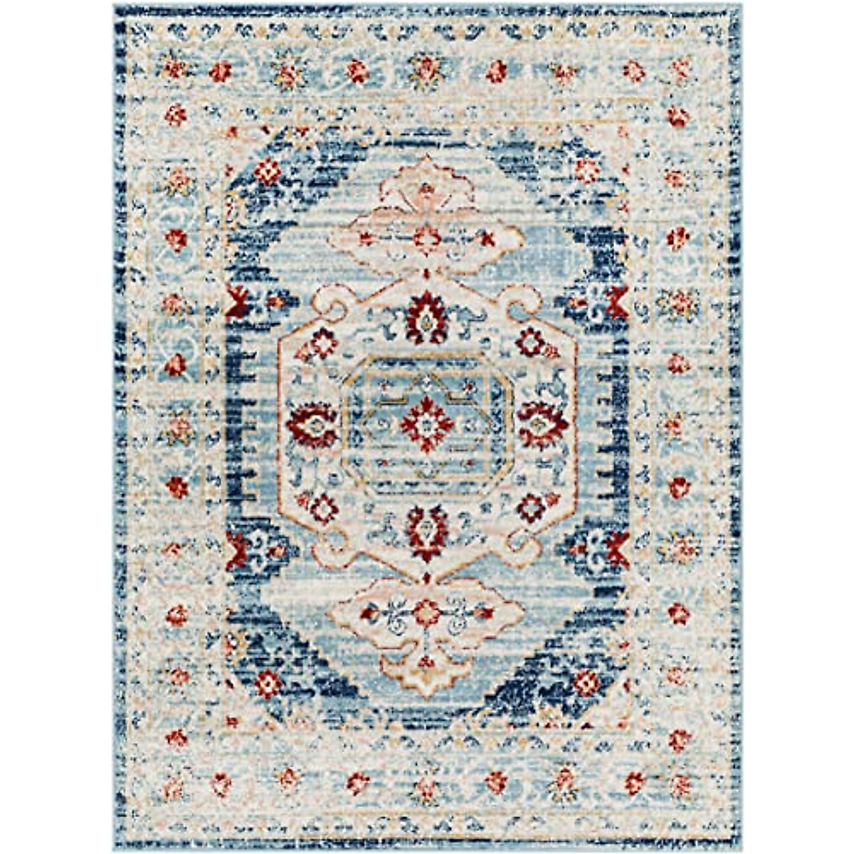 Mark&Day Area Rugs, 5x7 Cedar Lake Traditional Blue Area Rug Blue Carpet for Living Room, Bedroom or Kitchen (5'3" x 7')