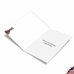 NobleWorks Birthday Greeting Card with 5 x 7 Inch Envelope (1 Card) BdayRainbow Zebras-Head C10327BBDG