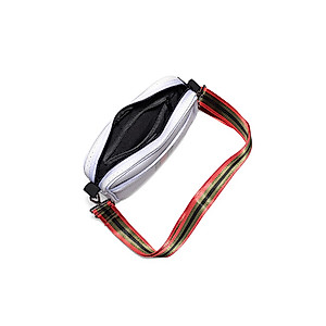 Haute Shore - Drew Trento Crossbody,White Coated W/Olive,Black,& Red Stripe