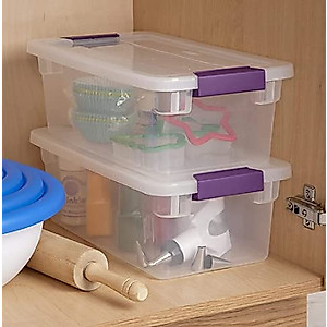 Sterilite 17511712 6-Quart ClearView Latch Box, with Plum Handles, 2-Pack