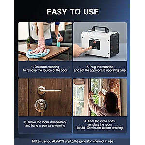 CREWORKS Digital Ozone Generator, 25000 mg/h High Capacity Ozone Machine for Car Home Smoke Pet Odor Removal, Commercial Ozone Odor Eliminator Air Purifier with Adjustable Settings for 3200 sq ft Room