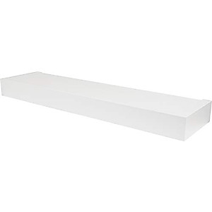 HIGH & MIGHTY 515607 Modern 24" Floating Shelf Holds up to 20lbs, Easy Tool-Free Dry Wall Installation, Flat, Retail Packaging, White