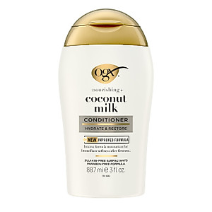 OGX Nourishing + Coconut Milk Moisturizing Conditioner, Hydrating & Restoring Conditioner Moisturizes for Soft Hair After the First Use, Travel Size, TSA-Compliant, 3 fl. oz