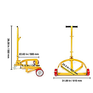 VEVOR 55 Gallon Drum Dolly, 1200 lbs Load Capacity, Barrel Dolly Cart Drum Caddy Round Dolly Steel Low Profile, Heavy Duty Steel Frame with Adjustable Handle 3 Wheels, for Workshop Factory Warehouse