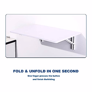 Zytty Folding Wall Desk, Wall Desk Fold Down Wall Mounted Desk for Small Space, Floating Desk (White, Medium)