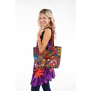 Kaleidoscope Accessories Banjara Bag Tote Collection, Medium Handbag, Black Multi