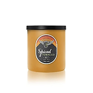 Manly Indulgence Spiced Tobacco Scented Jar Candle for Men, 2 Cotton Wick, All American Collection, Golden Yellow, 15 oz - Up to 60 Hours Burn, Soy Blend Wax, USA Poured