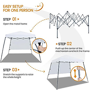 Yaheetech Pop Up Canopy Tent with Backpack, 10 x 10 Base Portable Easy One Person Set-up Folding Shelter Compact Slant Leg Lightweight Canopy, White