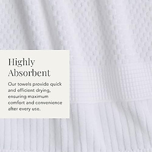 NY Loft 100% Cotton Towel Set 6 Piece Set | Super Soft & Absorbent Quick-Dry 2 Bath Towels 2 Hand Towels & 2 Washcloths |Textured and Durable Cotton | Trinity Collection (6 Piece Set, Bright White)