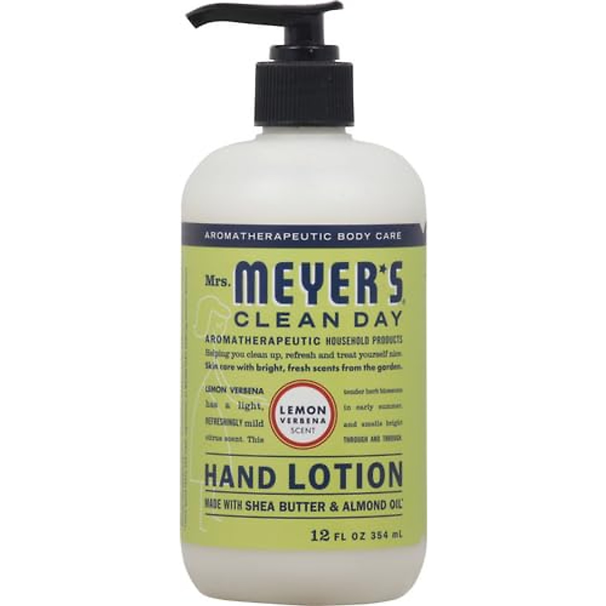 Mrs. Meyer's Clean Day Hand Lotion, Long-Lasting, Non-Greasy Moisturizer, Cruelty Free Formula, Lemon Verbena Scent, 12 oz