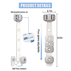 Fridge Locks,Refrigerator Door Lock,Child Proof Safety Cabinet Lock with Strong 3M Adhesives,Fridge Locks for Kids,Adjustable Strap Multi-Purpose for Cabinet,Drawers,Freezer,Oven (2 Count (Pack of 1))