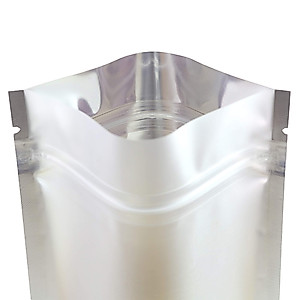 QQ Studio Pack of 100 Translucent/Silver/Color Stand-Up Resealable Zipper Pouch (3.3" x 5.1", Matte Blue)