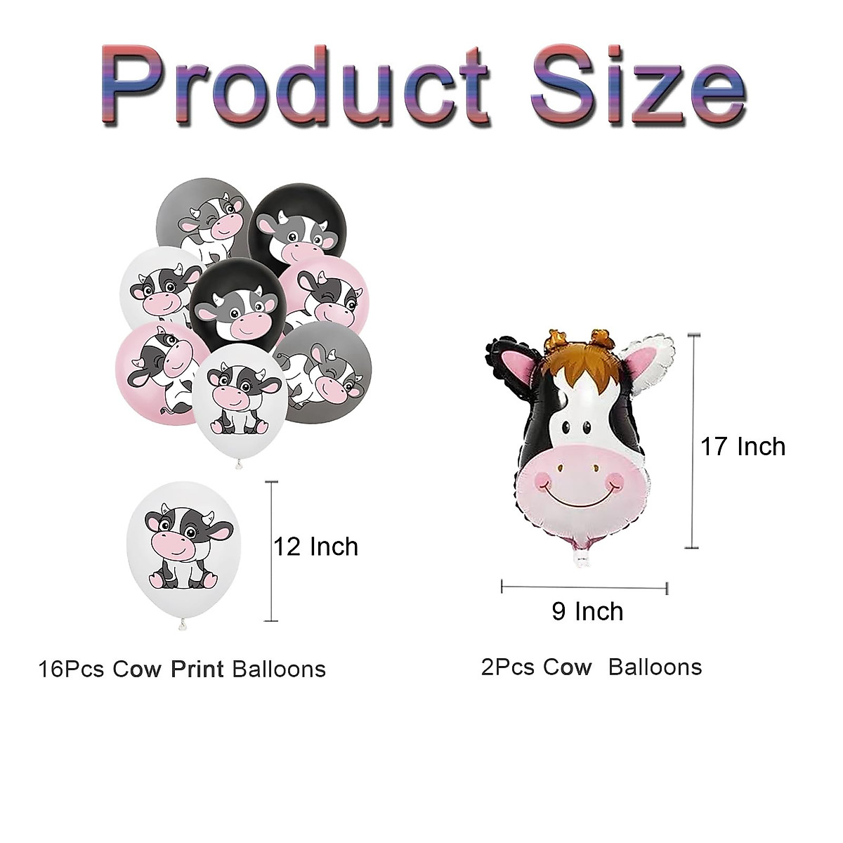 BenTin 93Pcs Cow Birthday Party Decoration, Cow Print Party Supplies, Farm Animal Happy Birthday Party Supplies, Include Cow Print Banner, Cake Topper, Balloons, Sticker, Table Cloth, For Cow Theme