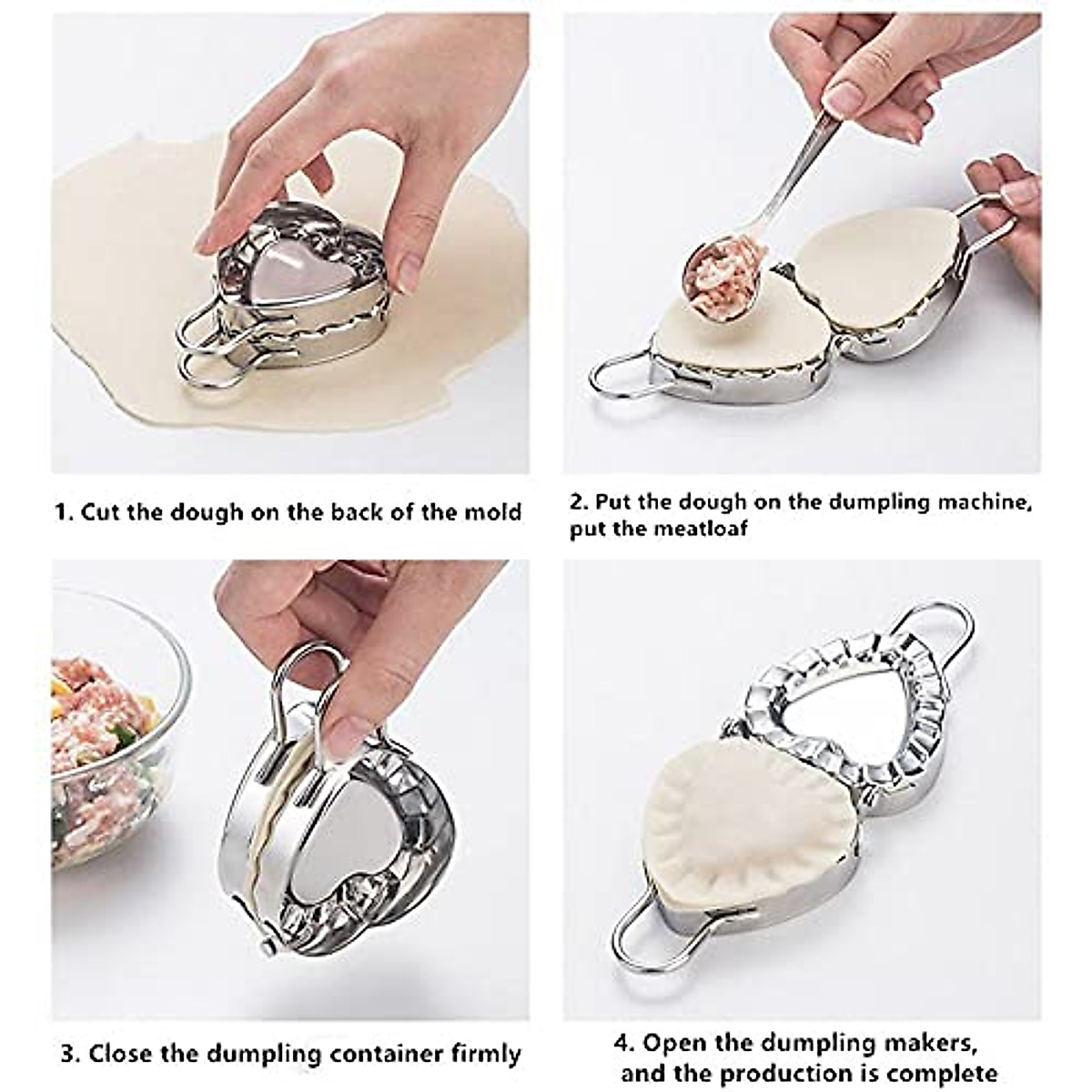 Stainless Steel Dumpling Mold, Household Cooking Chinese Pastry Baking Dough Presser for Kitchen Ravioli Dumpling Molds(Heart)