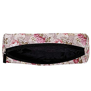 Pink Floral Pattern Pencil Bag Pen Case Stationary Case Pencil Pouch Desk Organizer Makeup Cosmetic Bag for School Office