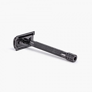 Merkur Double Edge Safety Razor, Straight Cut, Extra Long Handle, Black PVD Coated, 1 ct.
