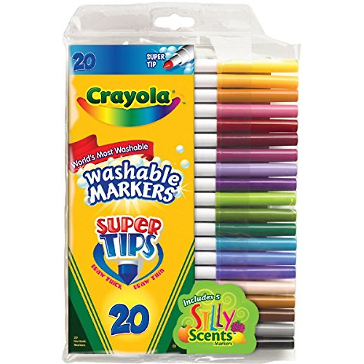 2 PACK Crayola 20ct Washable Super Tips (5 Fun-Scented Markers Included) Size: 2 Pack Model: