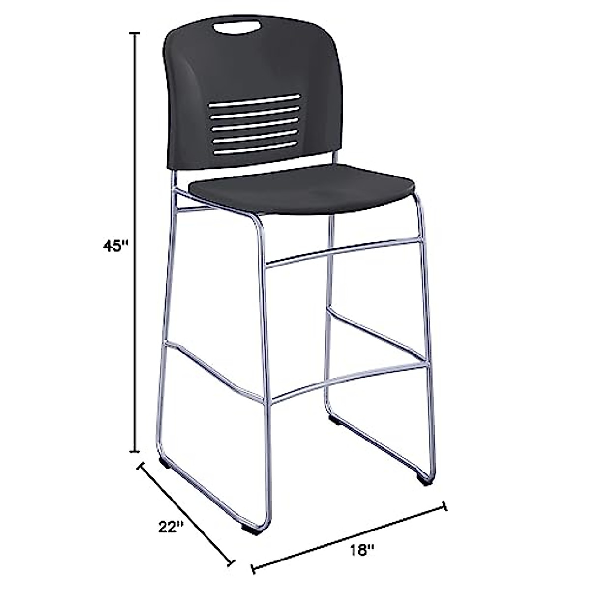Safco Products Vy Bistro Height Sled Base Chair, Black