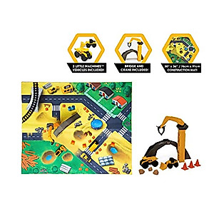 CAT Construction Toys, CAT Little Machines Vehicles Play Mat with Collectible Construction Vehicles, Sensory Toys for Kids Ages 3 and up