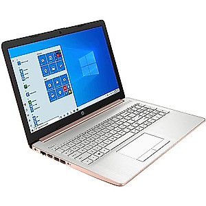HP 17 17.3" Touchscreen HD+ Laptop Computer, Intel Quad-Core i3-1125G4 up to 3.7GHz (Beat i5-10210U), 8GB DDR4 RAM, 512GB PCIe SSD, DVD, AC WiFi, Bluetooth, Rose Pink, Windows 11 S, BROAG HDMI Cable
