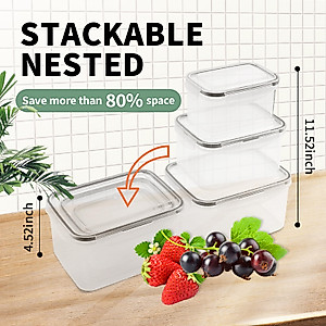 MINDEKA 24 Pieces Large Food Storage Containers, Plastic Food Container Set with Lid for Kitchen Storage Stackable & Nested Airtight Lunch Box for Cereal Fruit Leftover Freezer Microwave Safe